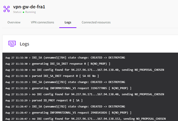 VPN Gateway logging – Documentation